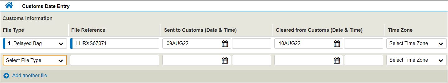 Add Customs Dates to Files
